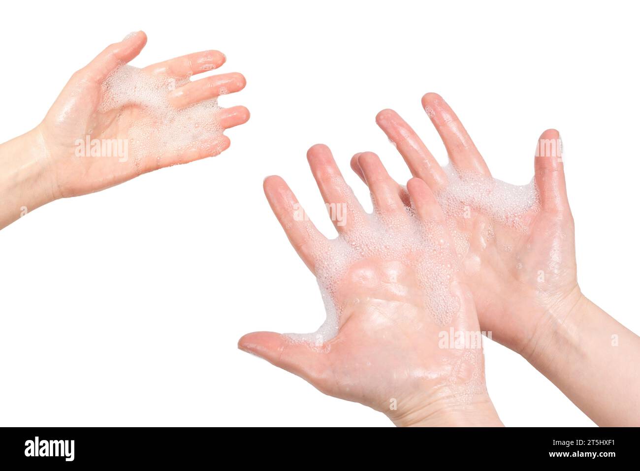 Hand washing isolated on white background. Top view Stock Photo - Alamy