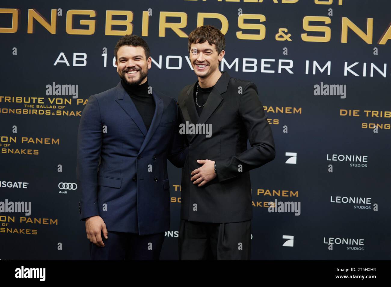 Berlin, Germany. 05th Nov, 2023. Actors Josh Andres Rivera (l) and Tom ...