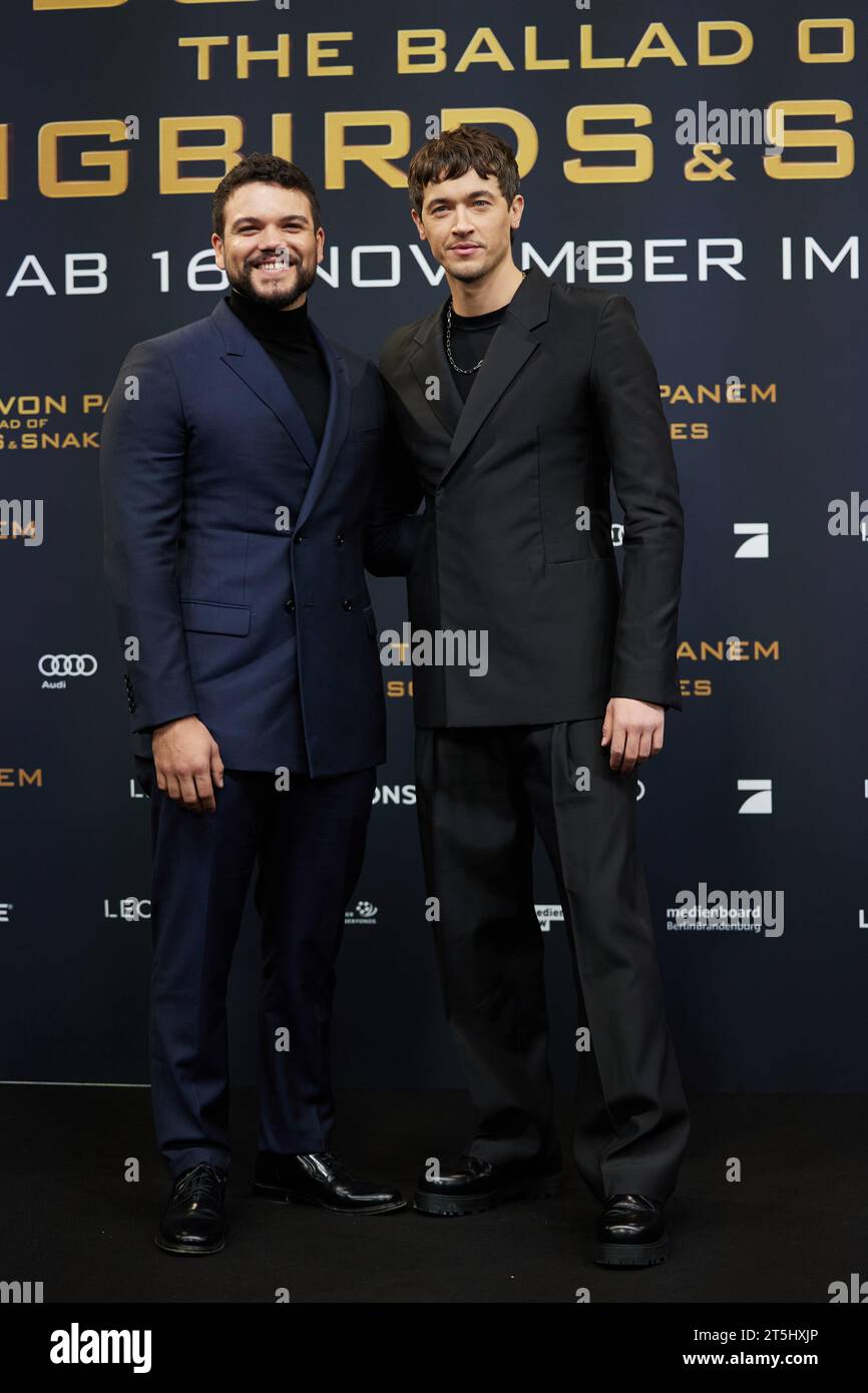 Berlin, Germany. 05th Nov, 2023. Actors Josh Andres Rivera (l) and Tom ...