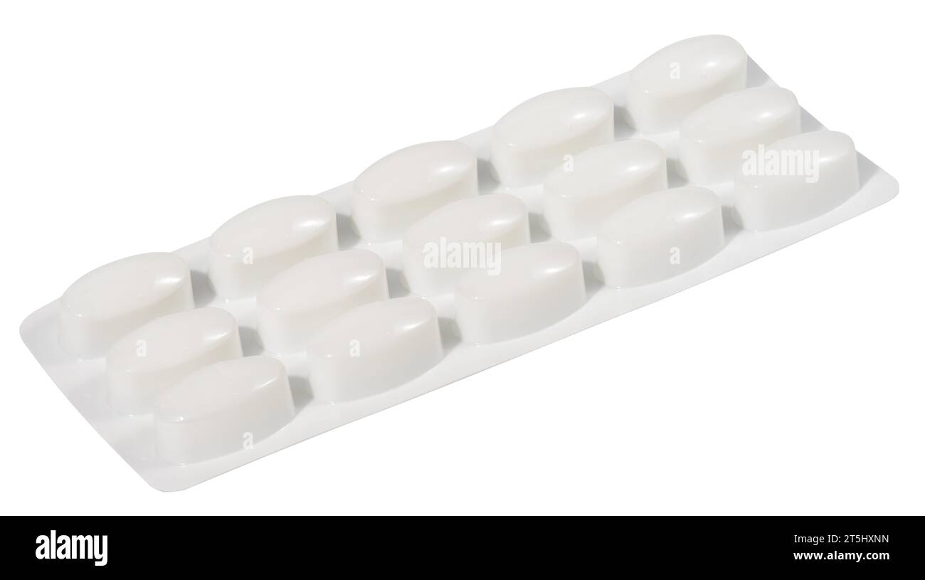 Oval tablets in white plastic packaging, close up Stock Photo - Alamy