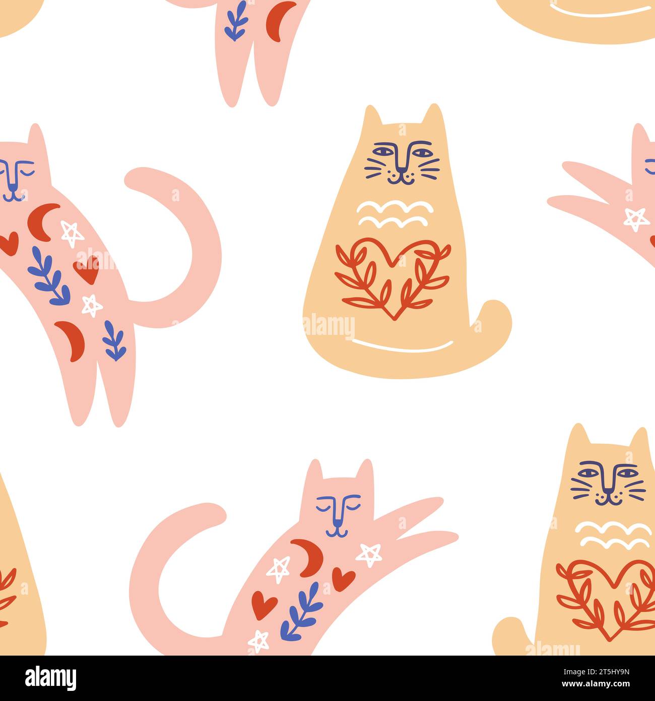 Vintage cats pattern hi-res stock photography and images - Alamy