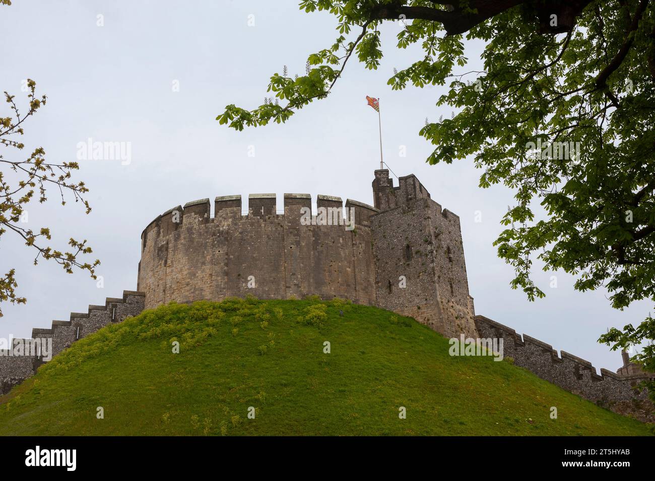 The original Norman 20 metre-high motte, surmounted by the 12th century ...