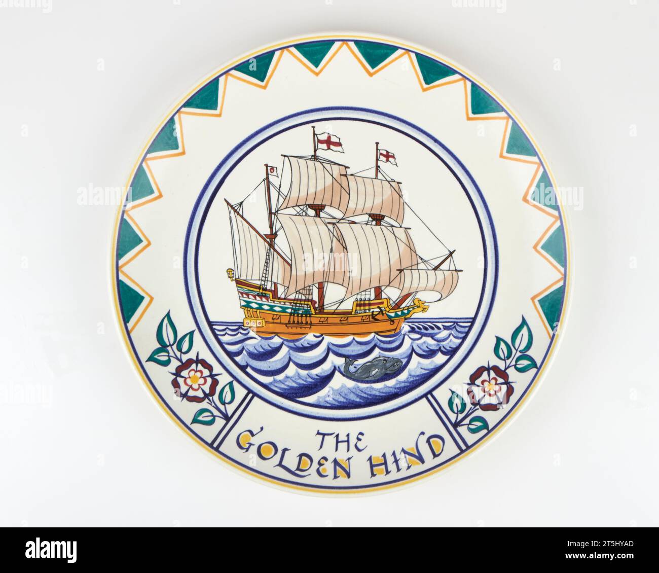 Vintage The Golden Hind hand painted Poole Pottery plate, designed by ...