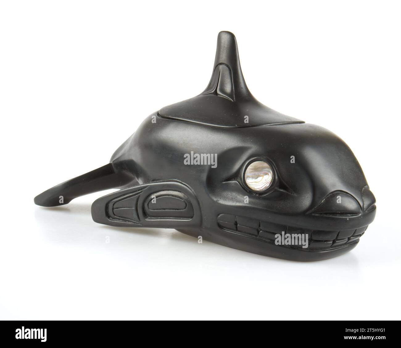 Vintage North West Haida abalone and resin orca whale box Stock Photo ...