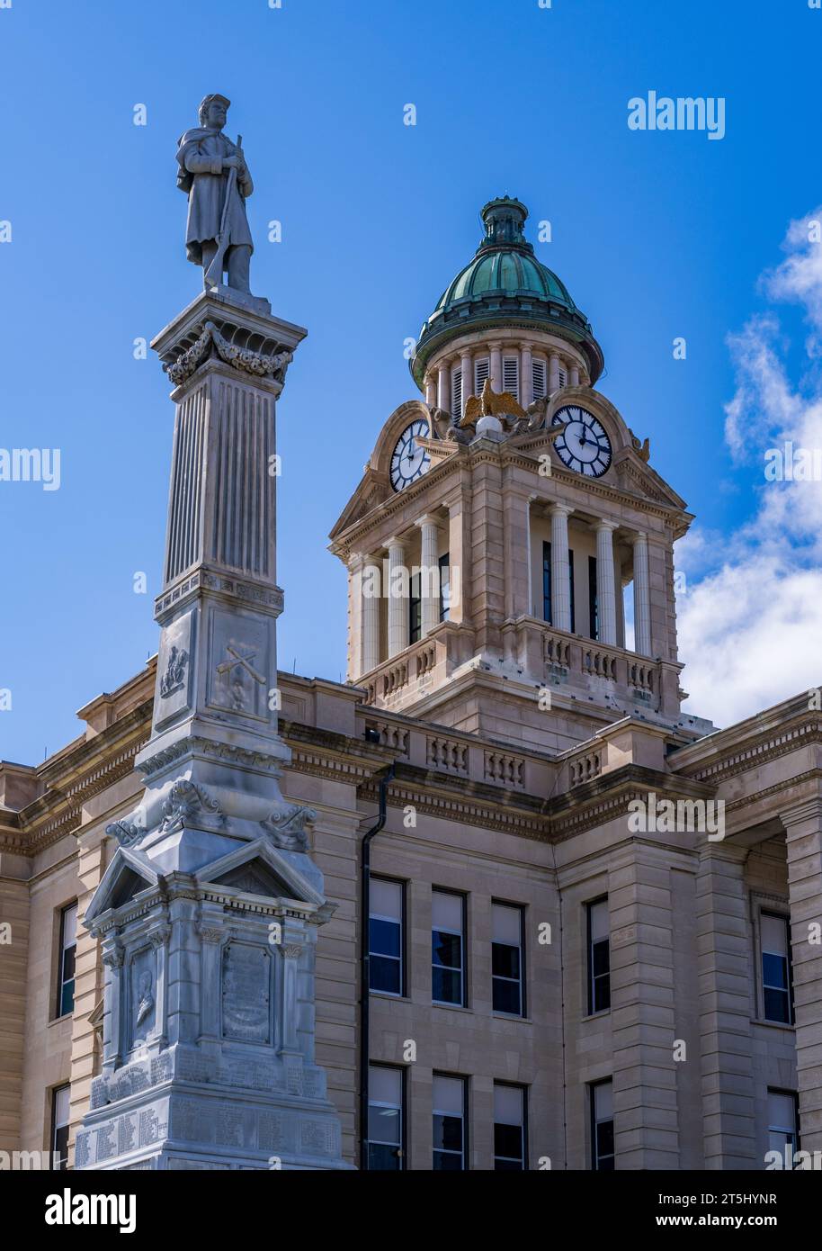 Corner of the Winneshiek County Courthouse and clock tower in Decorah ...