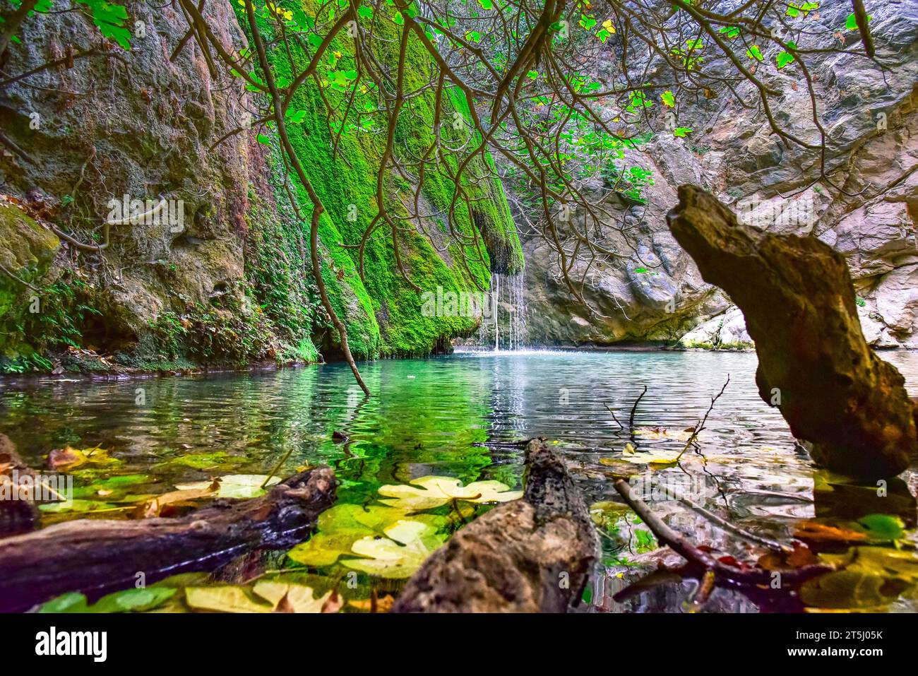 Waterfall in the gorge of Richtis at autumn, Crete, Greece Stock Photo ...