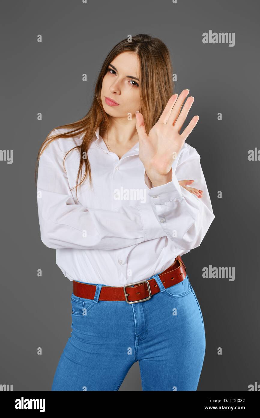 Stop talking gesture hi-res stock photography and images - Alamy