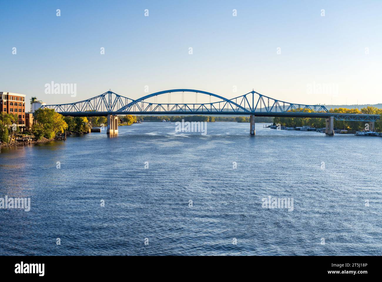 Aerial panorama of the Mississippi River and Purple Heart Memorial ...