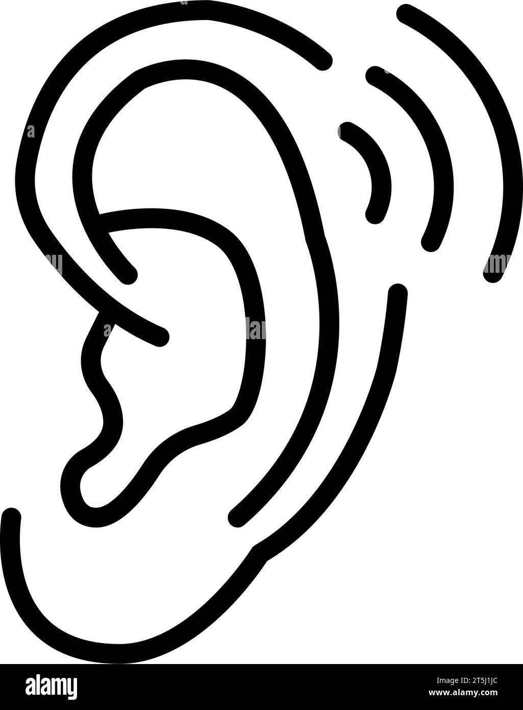 Ear vector icon, hearing symbol. Hearing aid gadget sign. Isolated ...