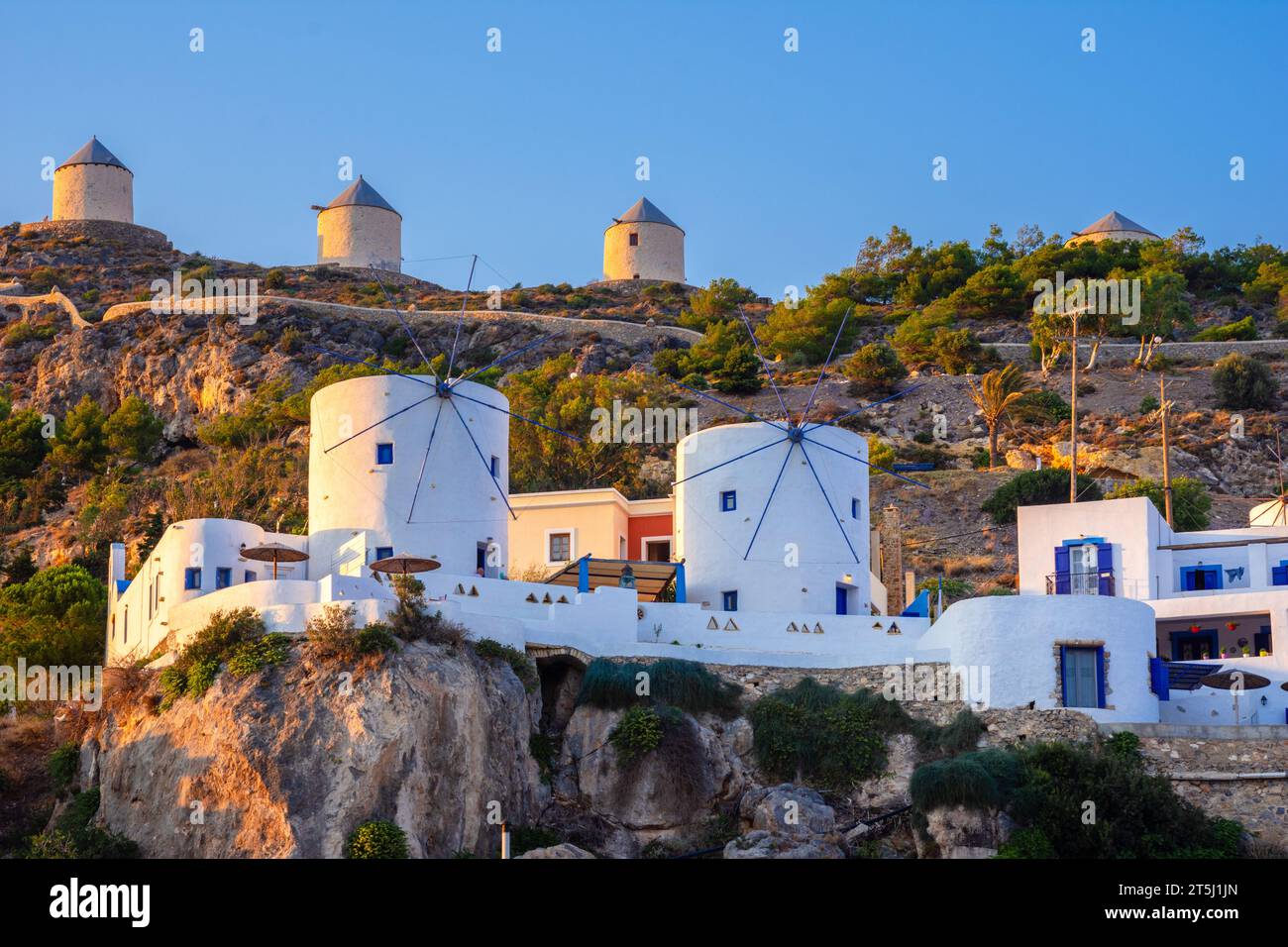 Picturesque village of Agia Marina, windmills and castle of Panteli in ...