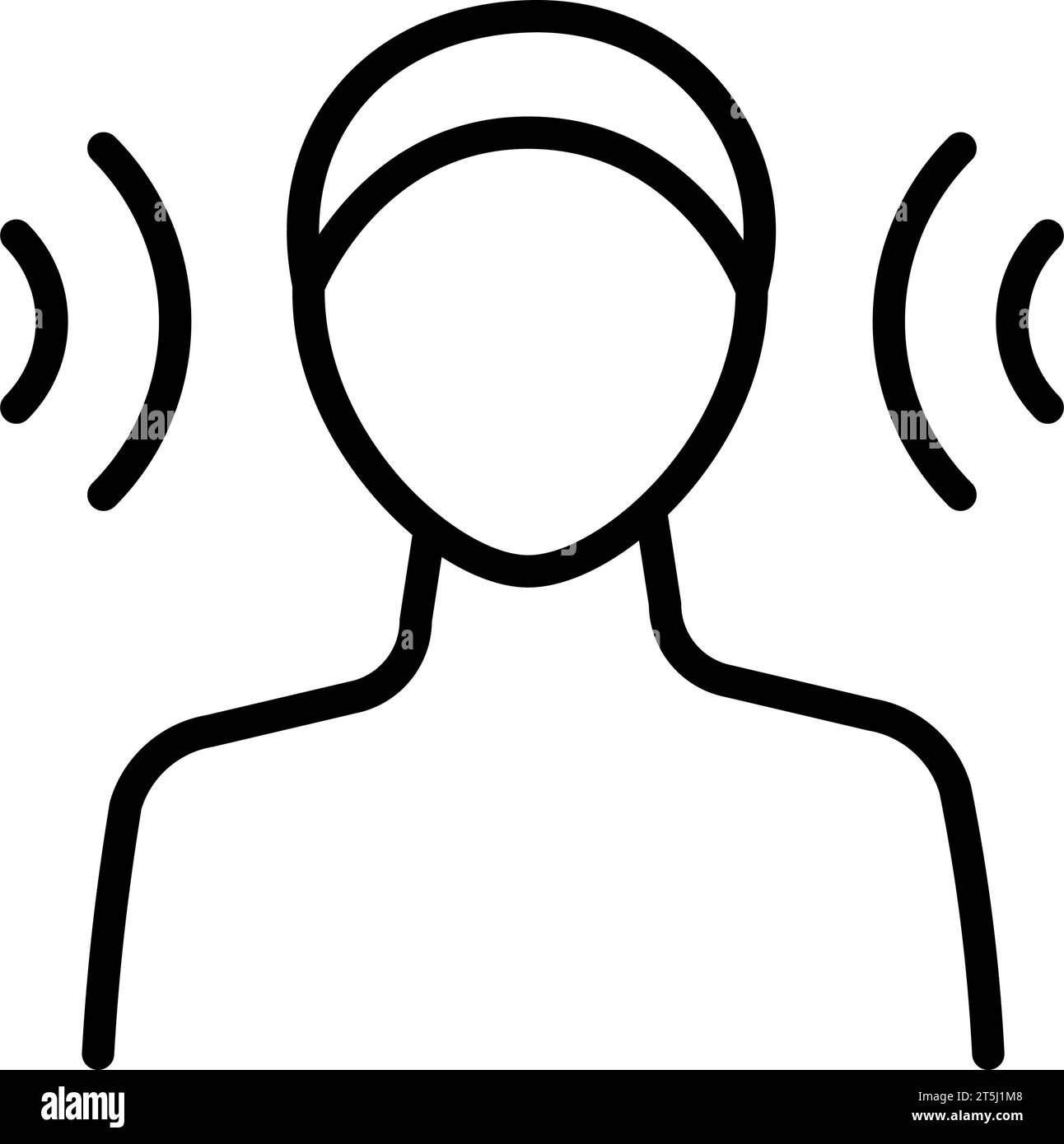 Hearing Aid with Sound Wave. Linear style sign isolated on white ...