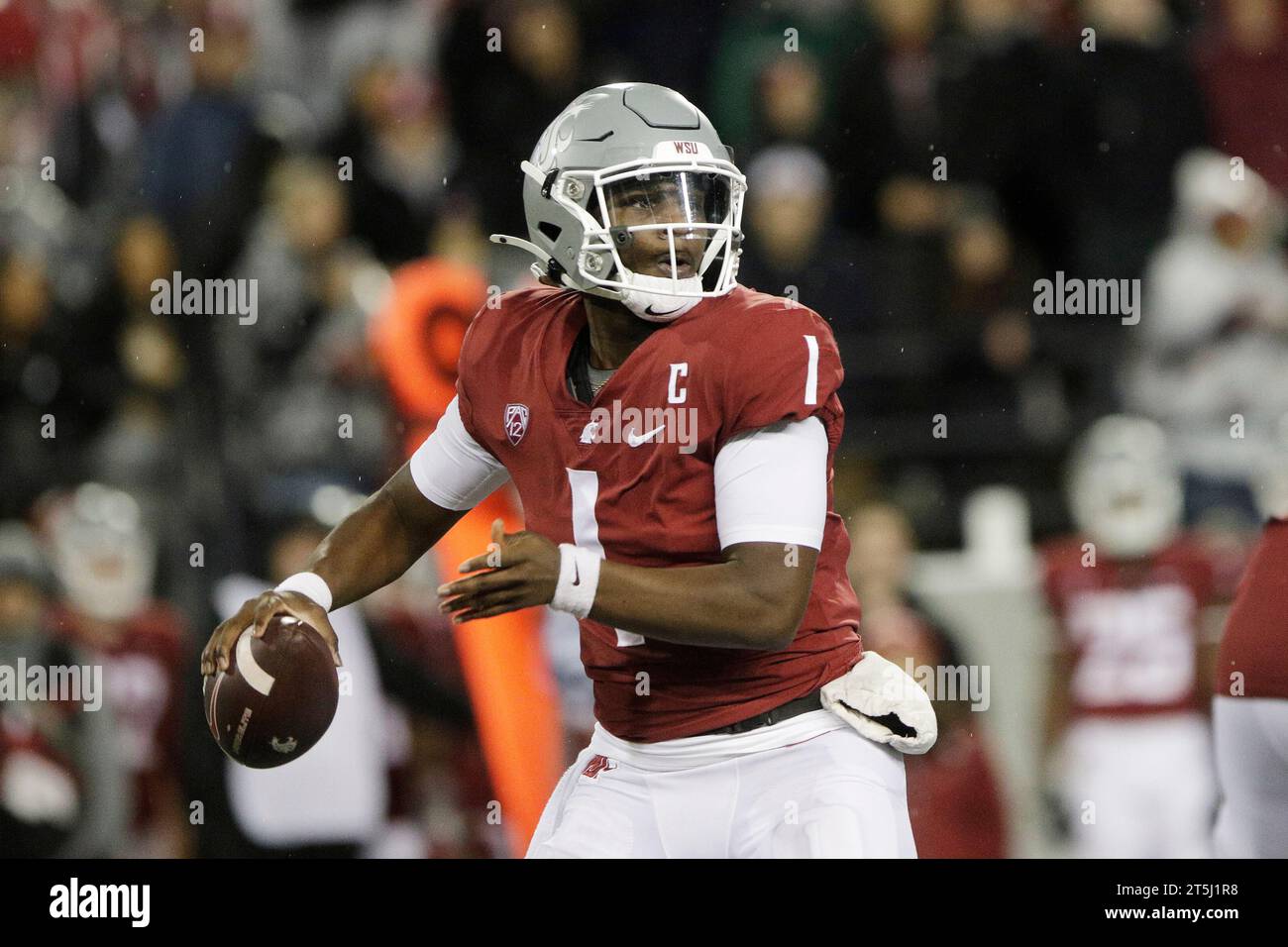 Washington State quarterback Cameron Ward throws a pass during the ...
