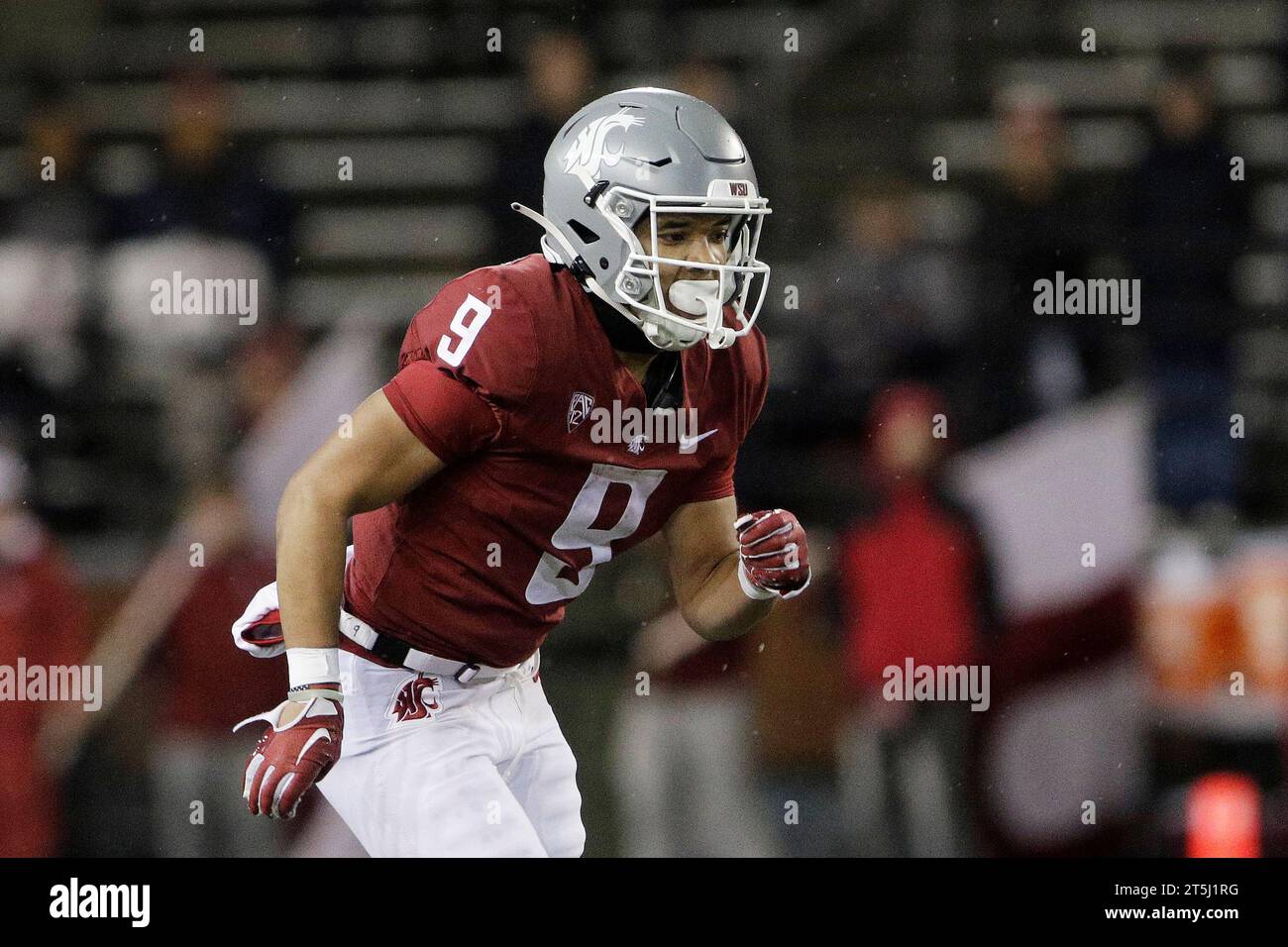 Washington State wide receiver Isaiah Hamilton runs a route during the ...
