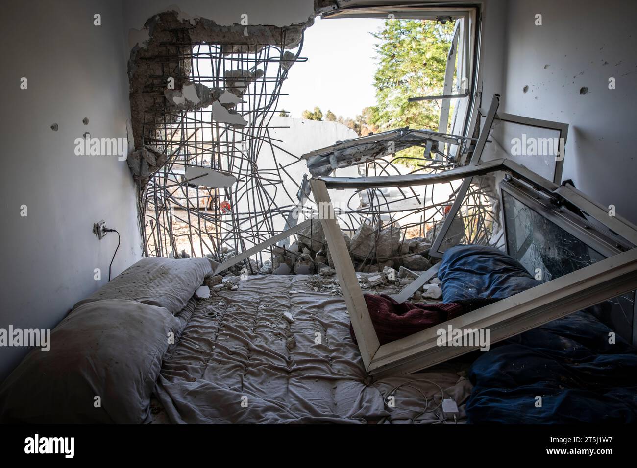 Charred and destroyed buildings of Kibbutz Kfar Aza after a brutal ...