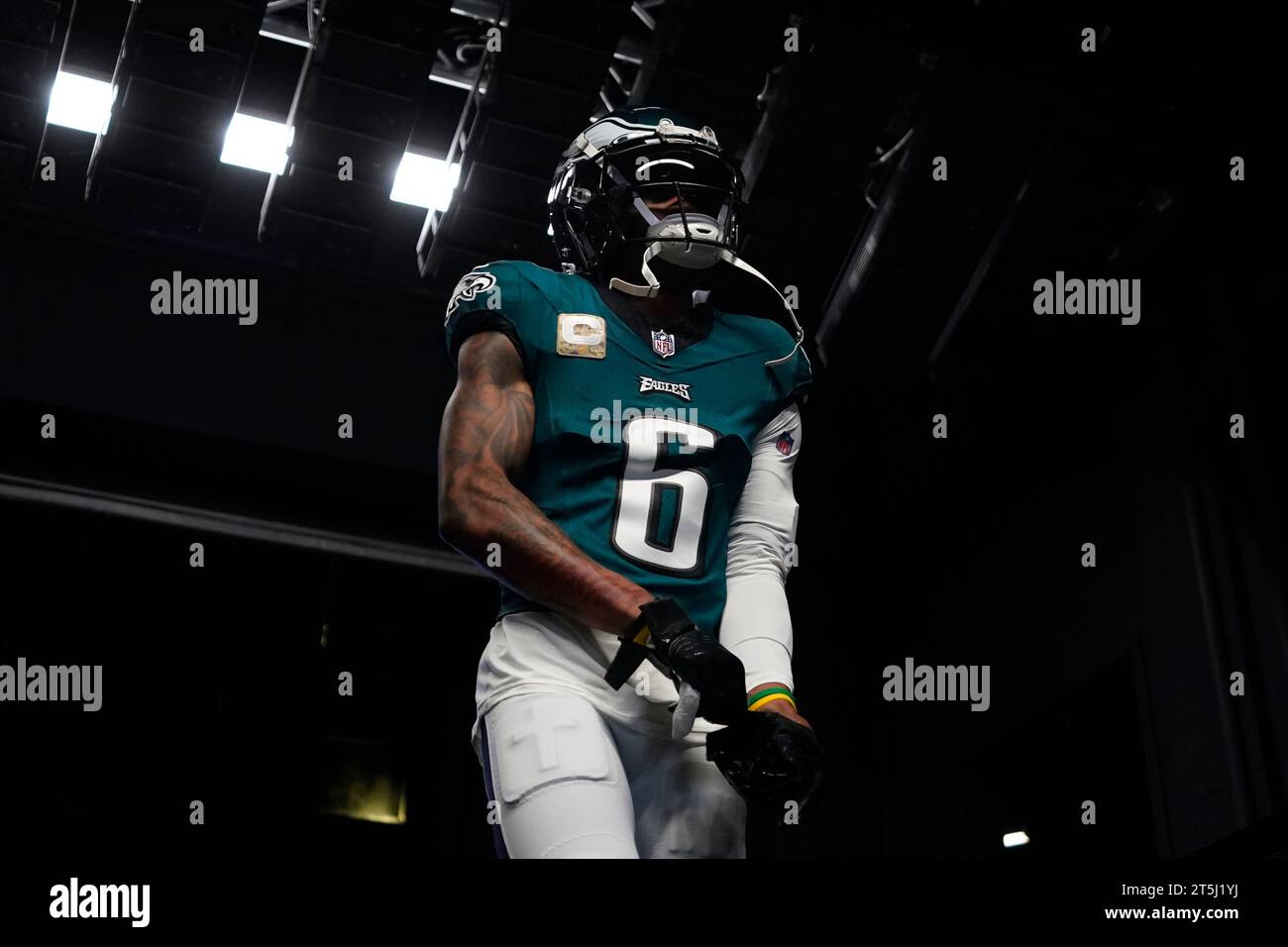 Philadelphia Eagles wide receiver DeVonta Smith walks to the field ...