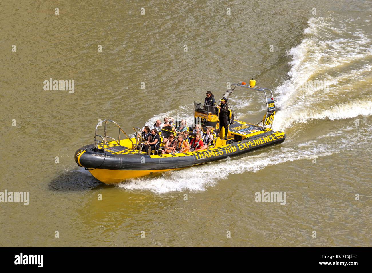 London, England, UK - 22 August 2023: Fast speedboat taking tourists on ...