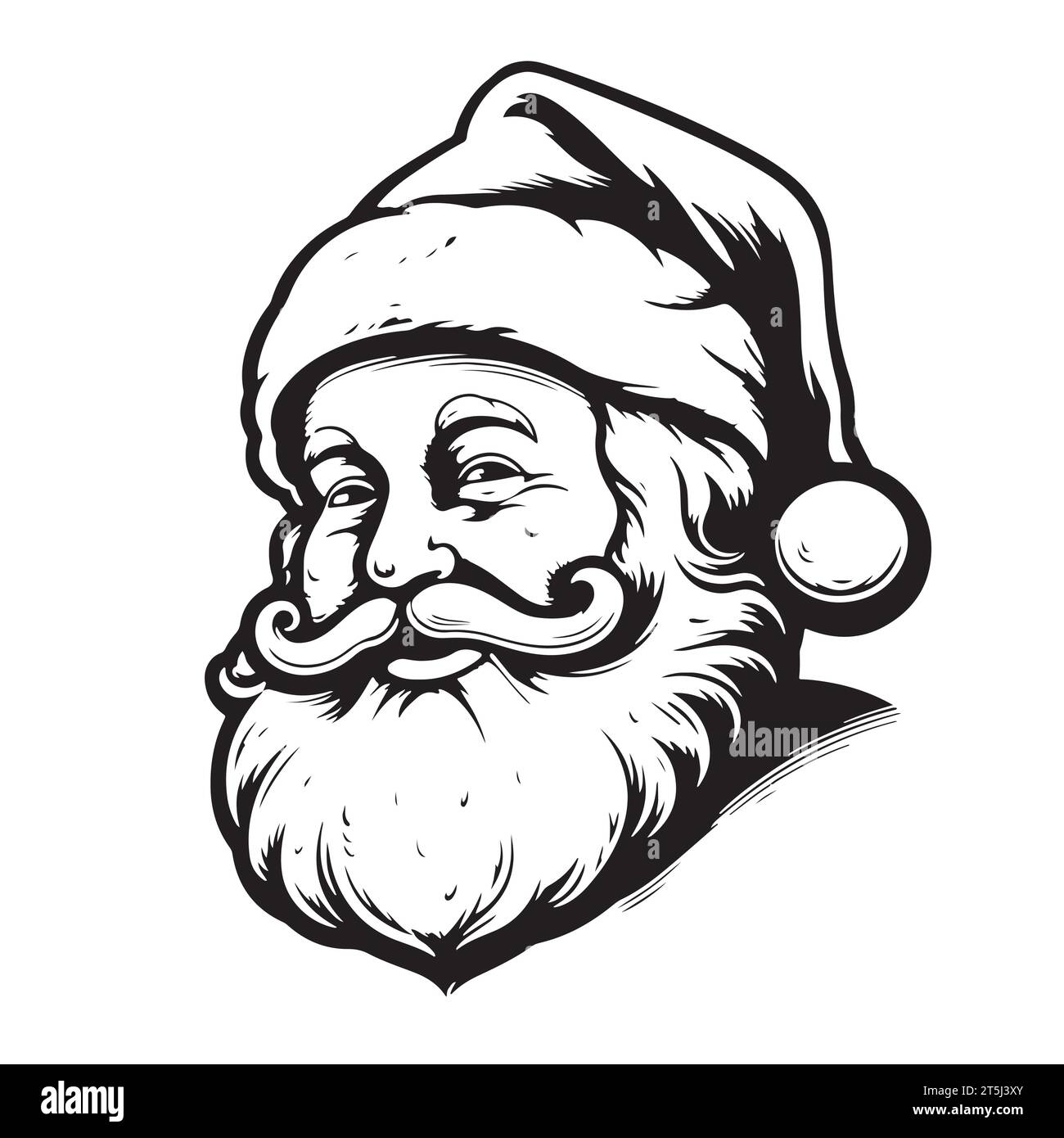 Santa Claus head face hand drawn sketch New Year illustration Symbols ...