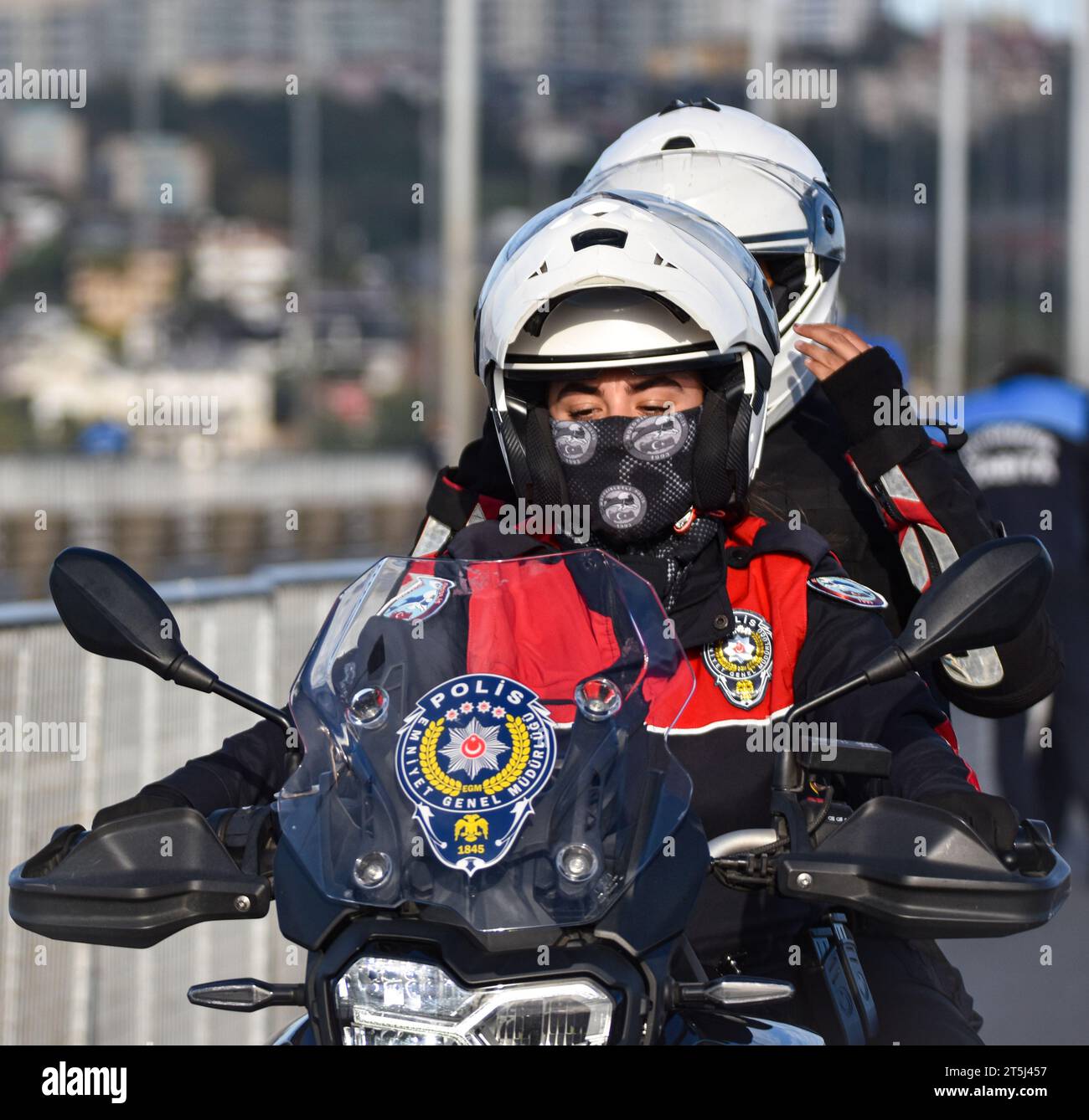 Turkis Motorcycle woman Police , Yunus (Dolphins ) Patrol the bridge ...