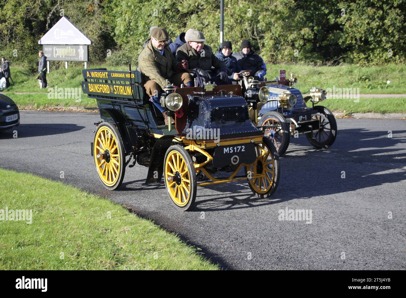 1897 Daimler taking part in the 2023 London to Brighton veteran car run ...