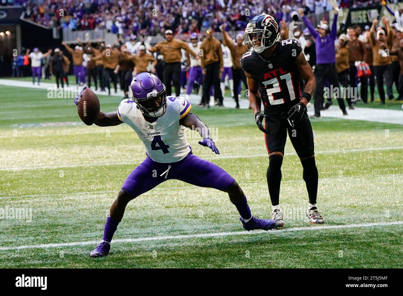 Minnesota Vikings wide receiver Brandon Powell (4) celebrates a ...