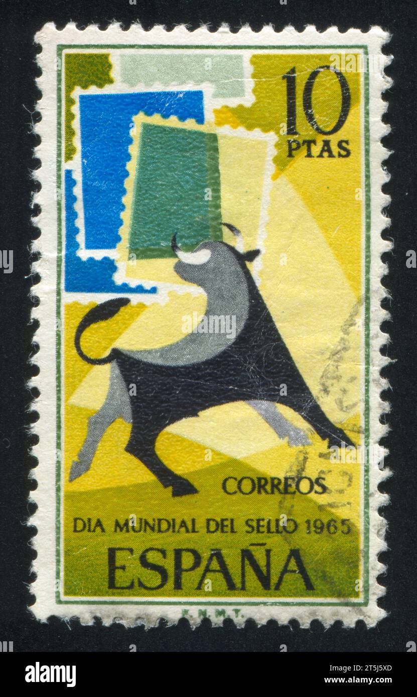 SPAIN - CIRCA 1965: stamp printed by Spain, shows Bull and Symbolic ...