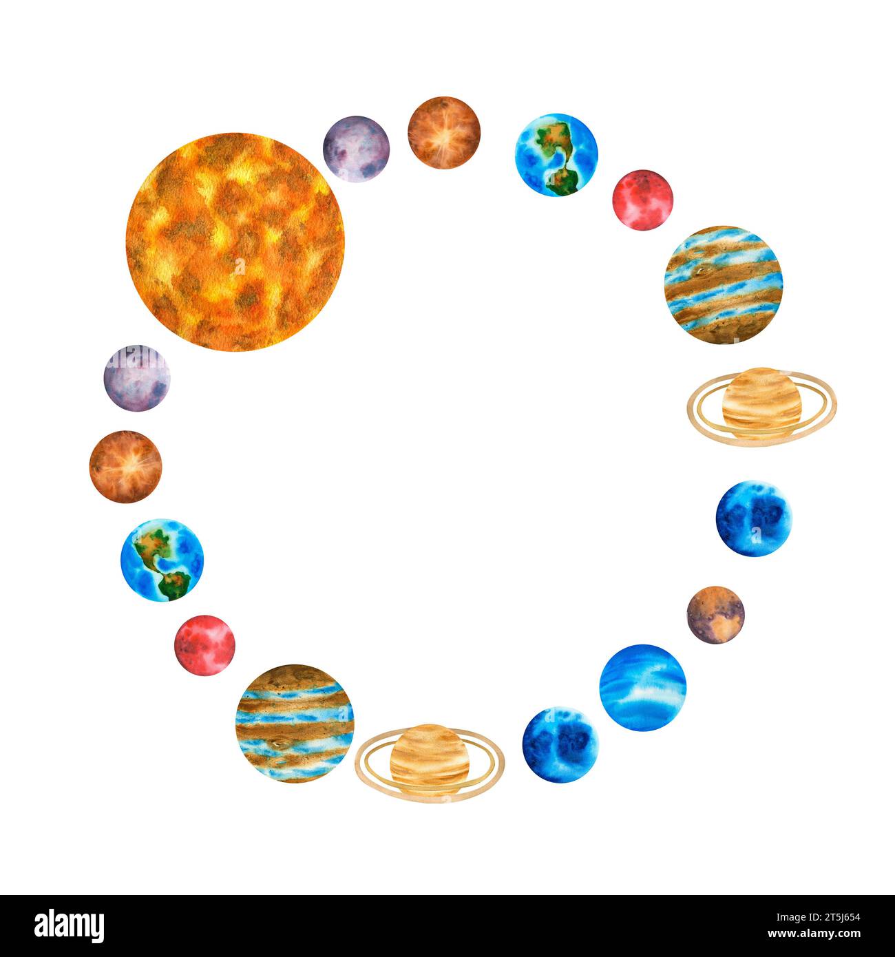 Galaxy frame. Planets of the solar system. Illustration on background ...