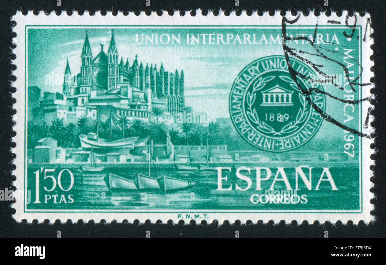 SPAIN - CIRCA 1967: stamp printed by Spain, shows Palma Cathedral and ...