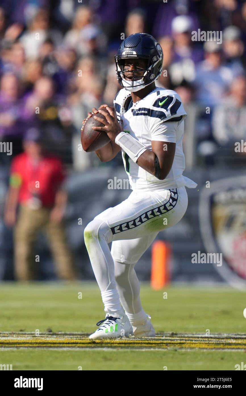 Seattle Seahawks quarterback Geno Smith (7) looks for an open receiver ...