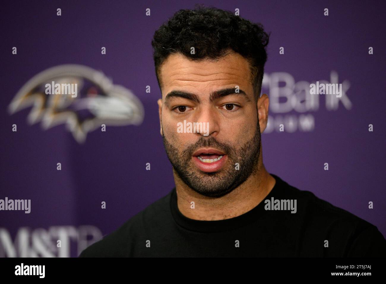 Baltimore Ravens linebacker Kyle Van Noy speaks during a news ...