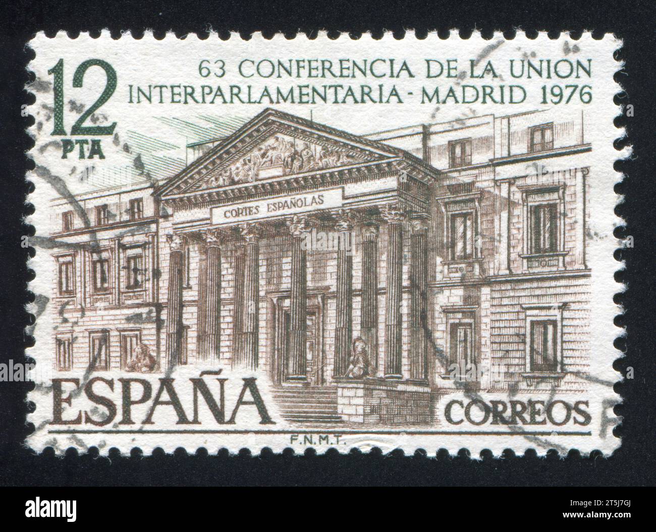 SPAIN - CIRCA 1976: stamp printed by Spain, shows Parliament in Madrid ...