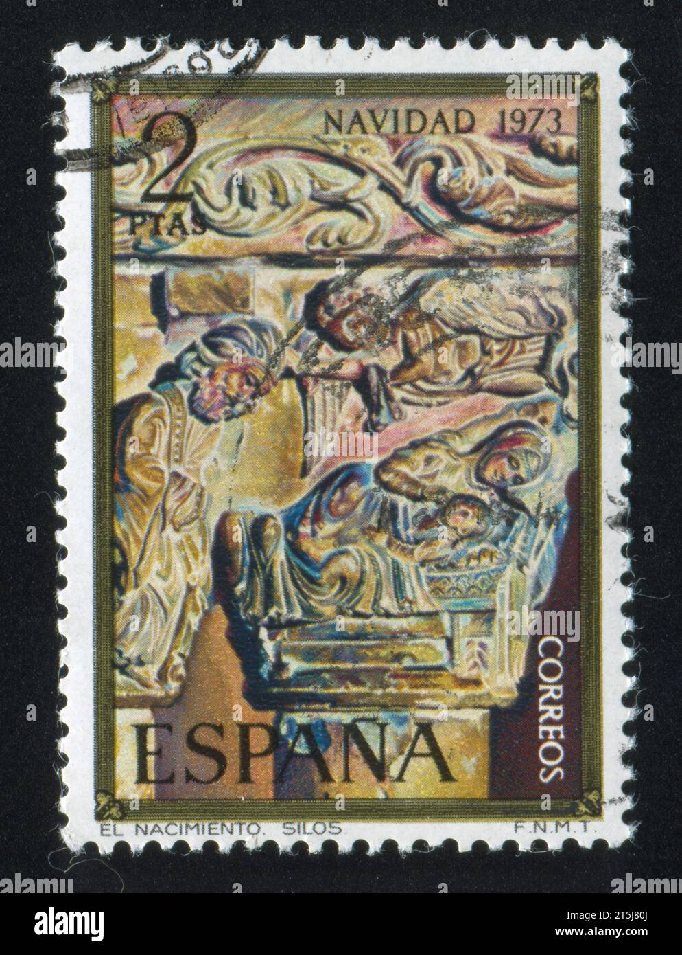 SPAIN - CIRCA 1973: stamp printed by Spain, shows Nativity, Column ...