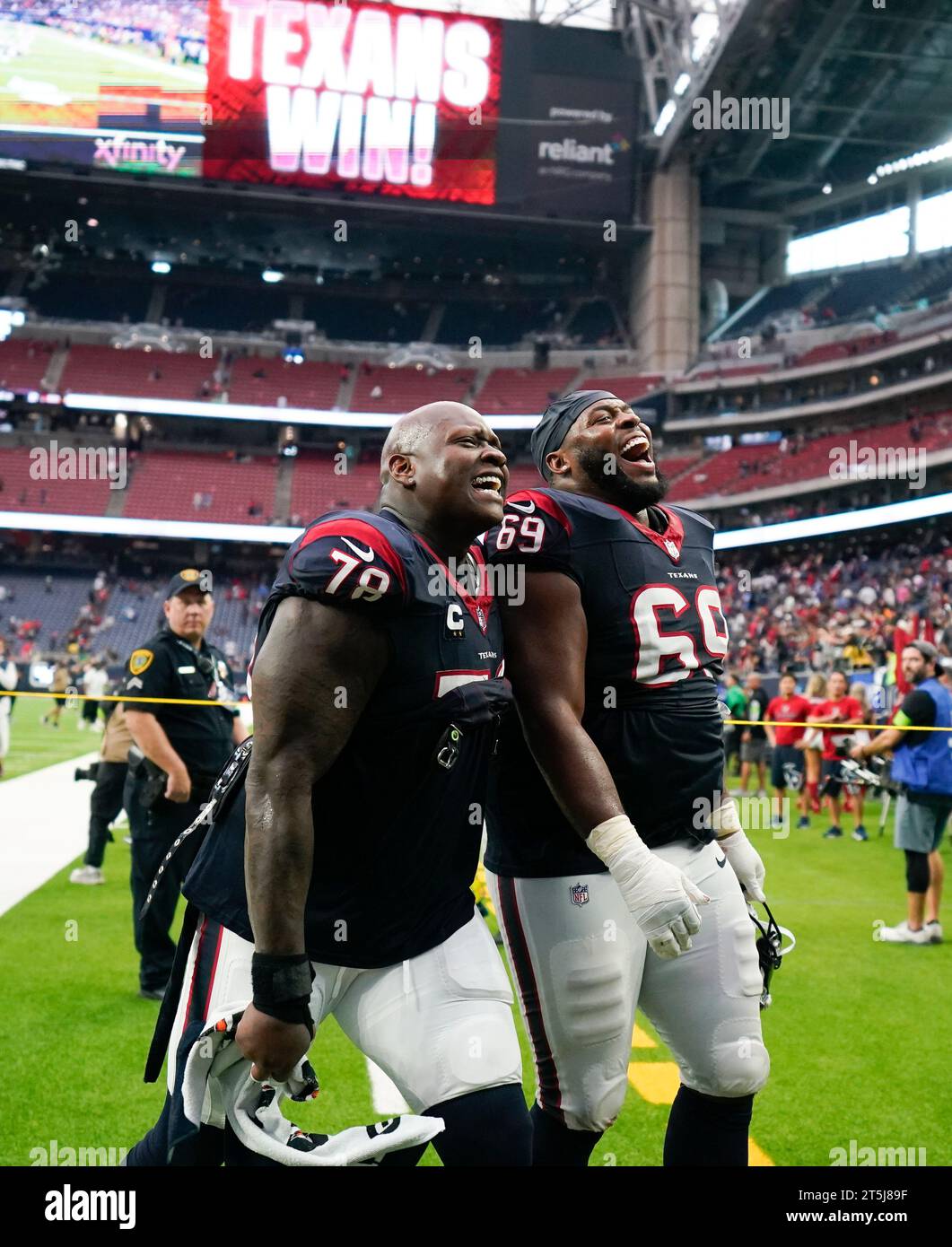Houston Texans offensive tackle Laremy Tunsil (78) and guard Shaq Mason ...