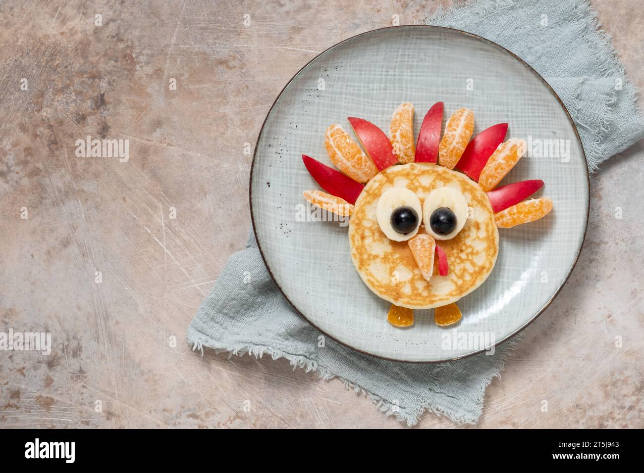 Cute Thanksgiving turkey pancake for kids breakfast Stock Photo - Alamy
