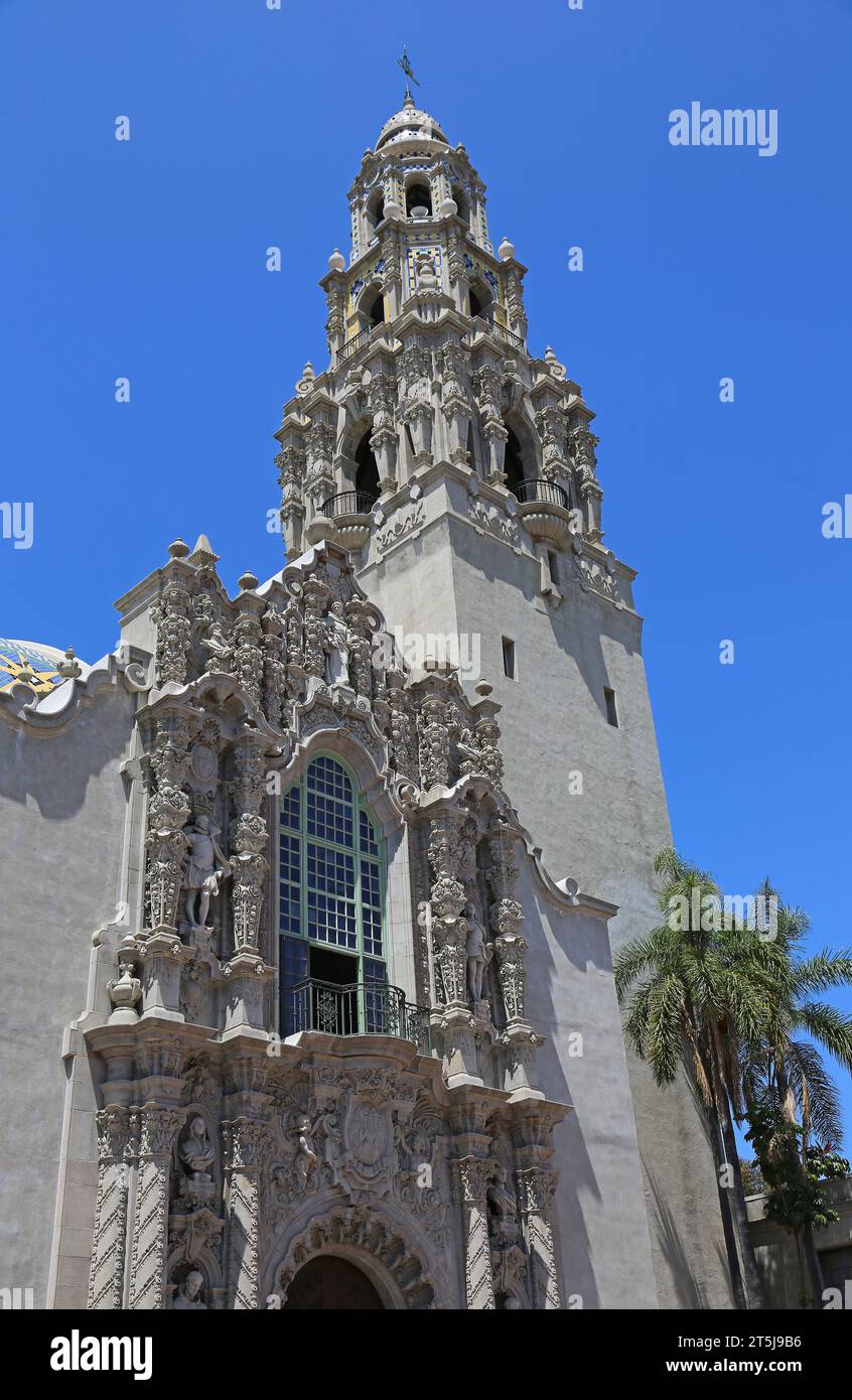 California Tower, vertical, Balboa Park, San Diego, California Stock ...