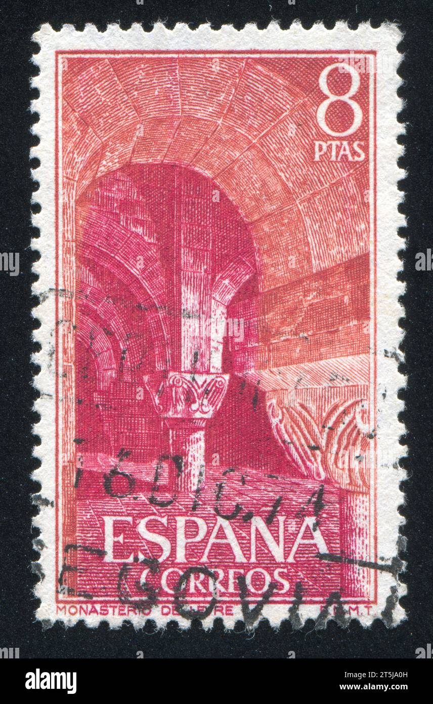 SPAIN - CIRCA 1974: stamp printed by Spain, shows Leyre Monastery ...