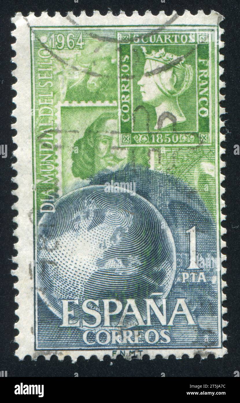 SPAIN - CIRCA 1964: stamp printed by Spain, shows Stamp of 1850 and ...
