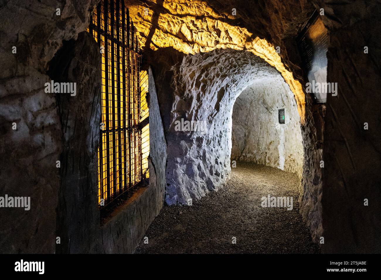 Interior of man-made chalk caverns The Hellfire Caves in West Wycombe ...