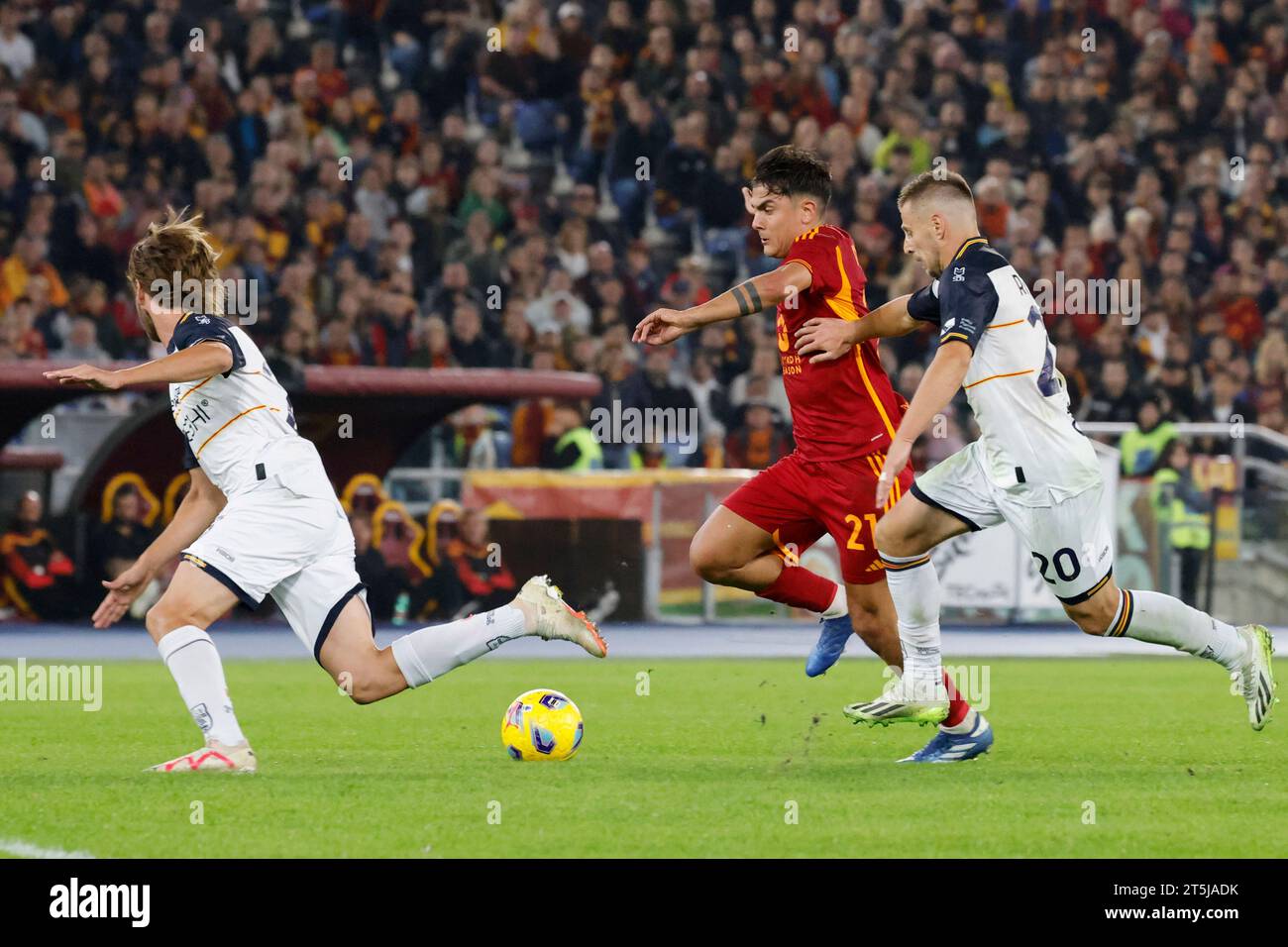 Rome, Italy. 05th Nov, 2023. Paulo Dybala, center, of AS Roma, is ...