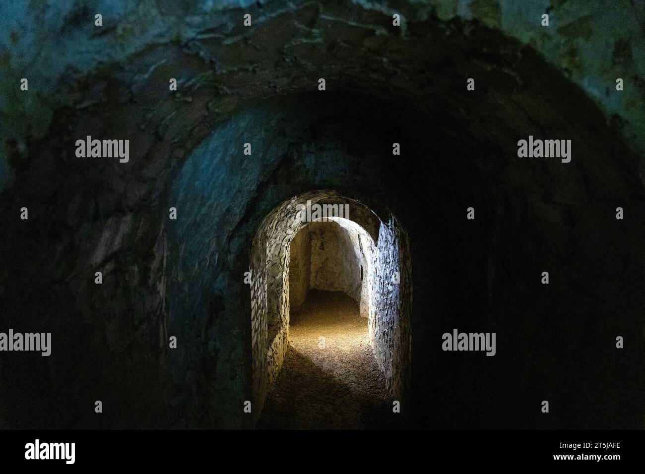 Interior of man-made chalk caverns The Hellfire Caves in West Wycombe ...