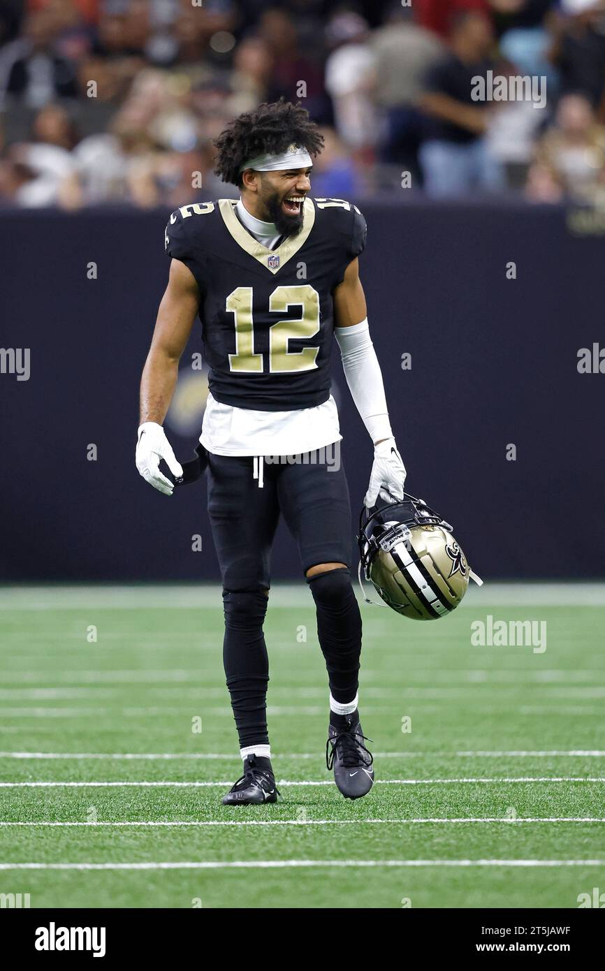 New Orleans Saints wide receiver Chris Olave (12) celebrates after a ...