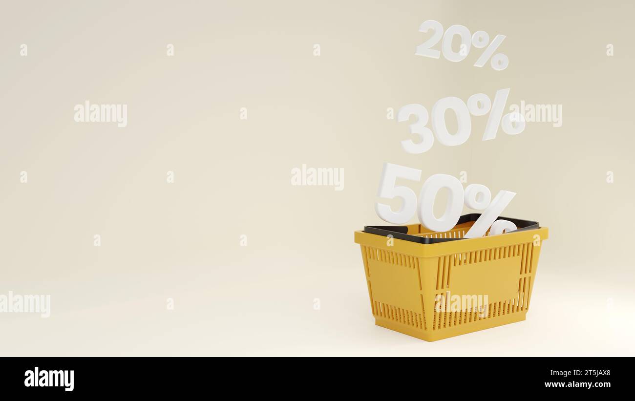 Plastic shopping basket. Sale banner Stock Photo - Alamy