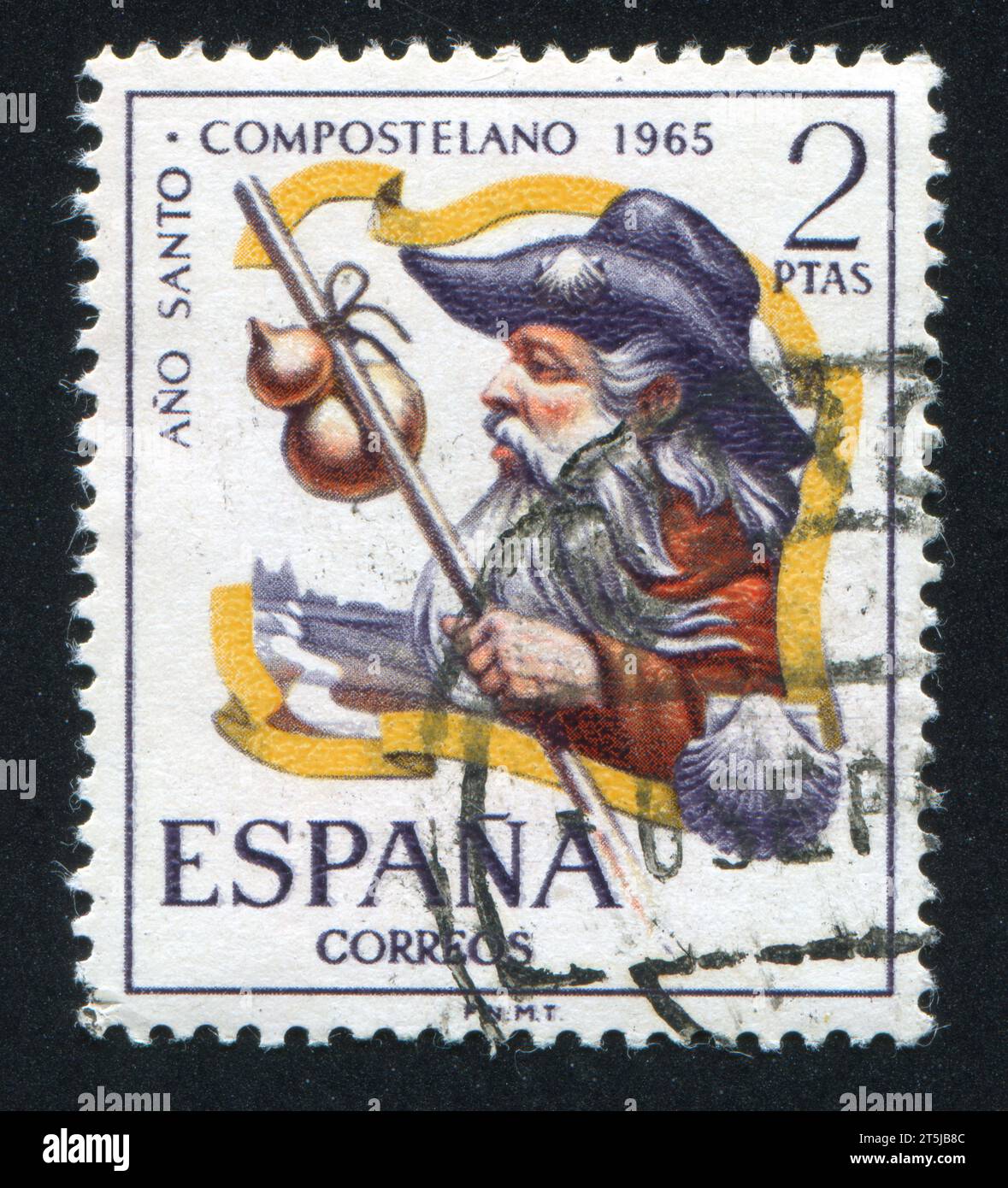 SPAIN - CIRCA 1965: stamp printed by Spain, shows Pilgrim, Ano Santo ...
