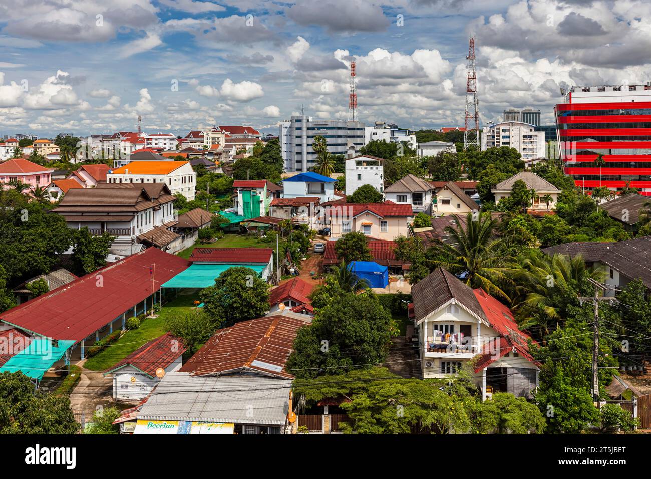 View of city center, direction of Lang Xang Road's area, Vientiane ...