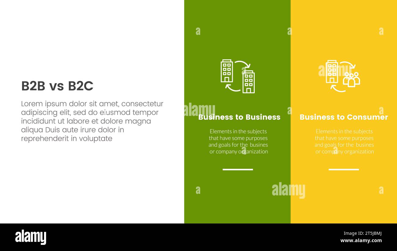 b2b vs b2c difference comparison or versus concept for infographic ...