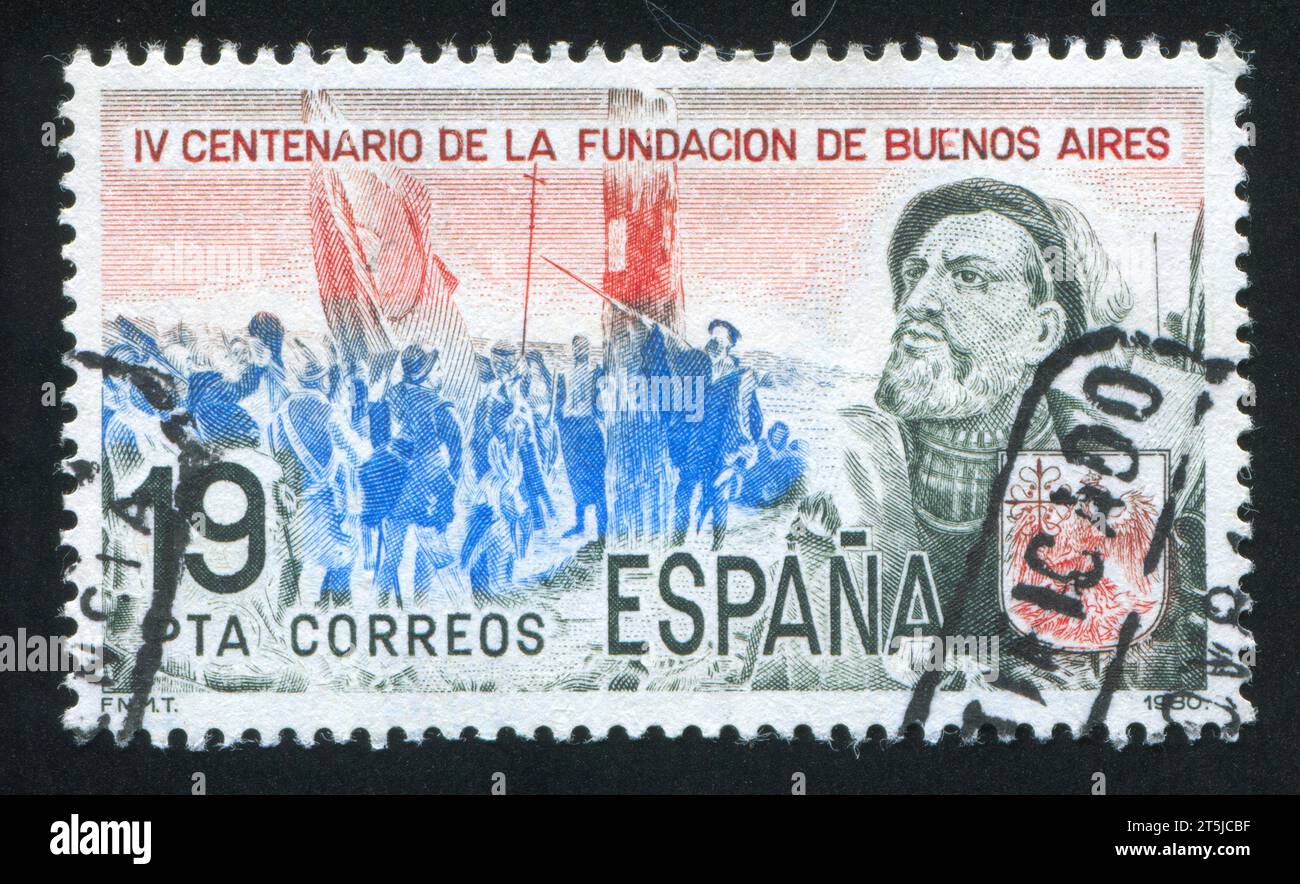 SPAIN - CIRCA 1980: stamp printed by Spain, shows Spanish Conquistadors ...