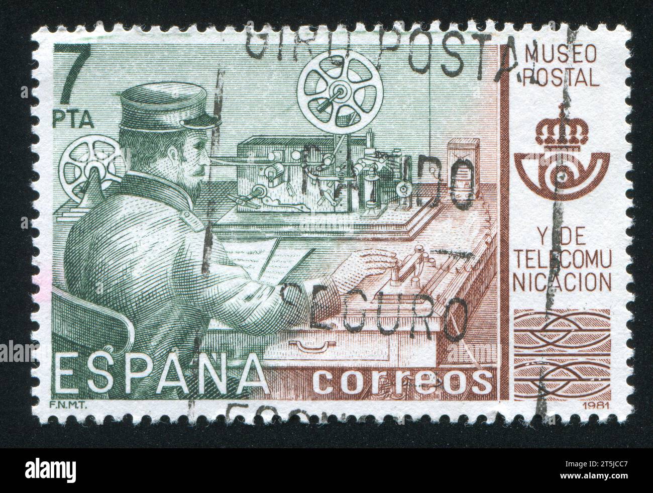 SPAIN - CIRCA 1981: stamp printed by Spain, shows Telegrapher, Postal ...