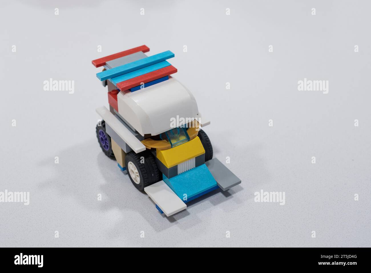 Plastic toy race car handmade with building pieces Stock Photo - Alamy