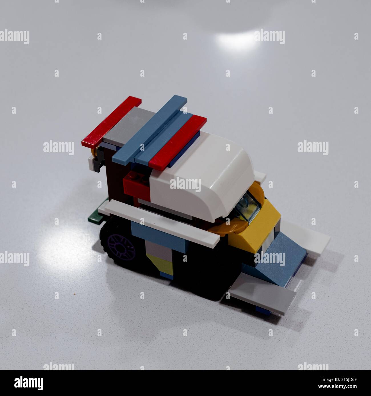 Plastic toy race car handmade with building pieces Stock Photo - Alamy