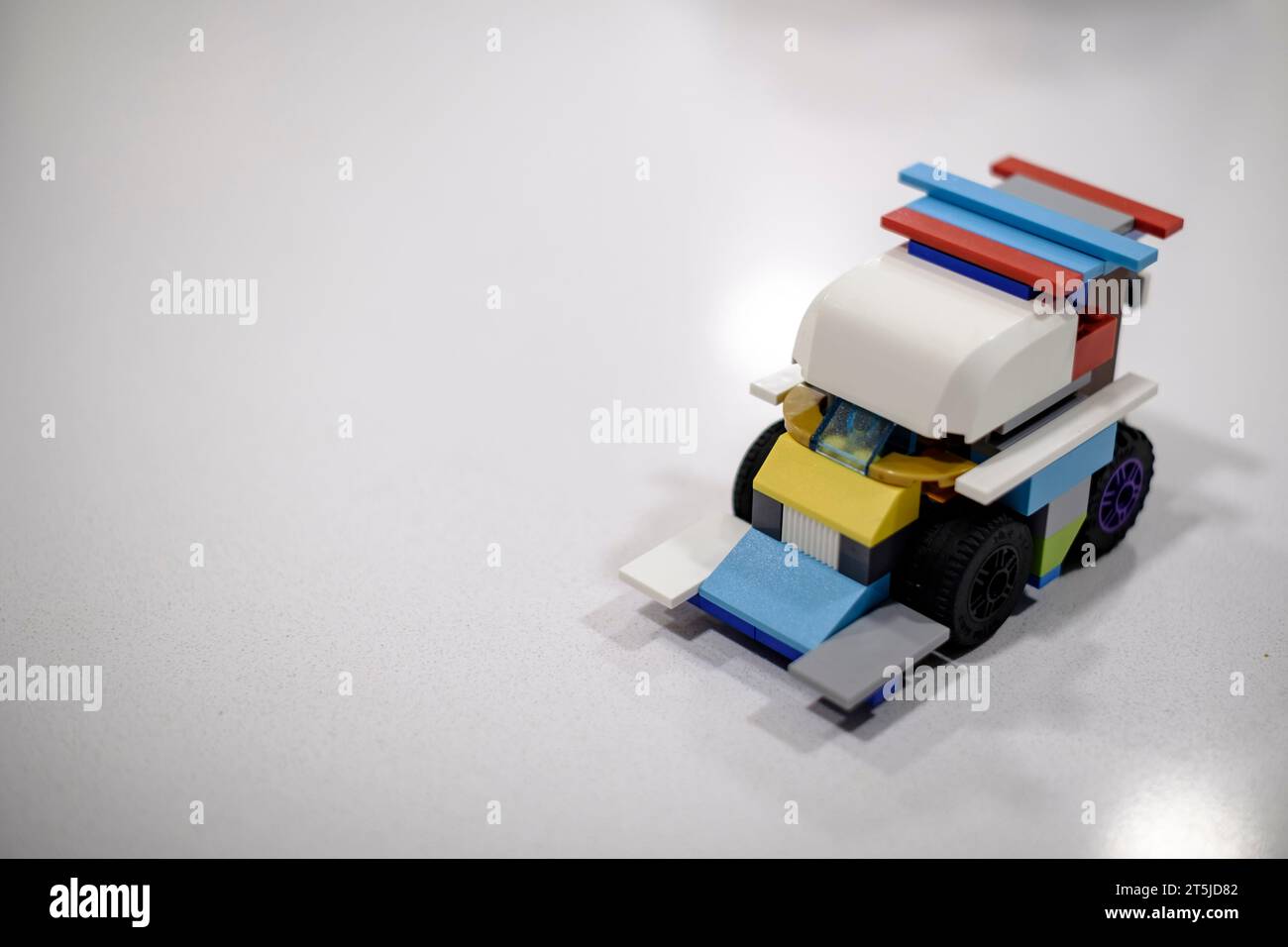Plastic toy race car handmade with building pieces Stock Photo - Alamy