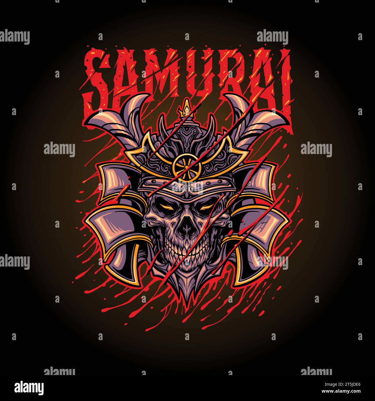 Samurai nightmare skull helmet vector illustrations for your work logo ...